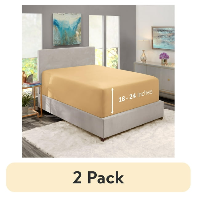 (2 pack) Nestl Extra Deep Pocket Fitted Sheet Fits 18 to 24 inches ...