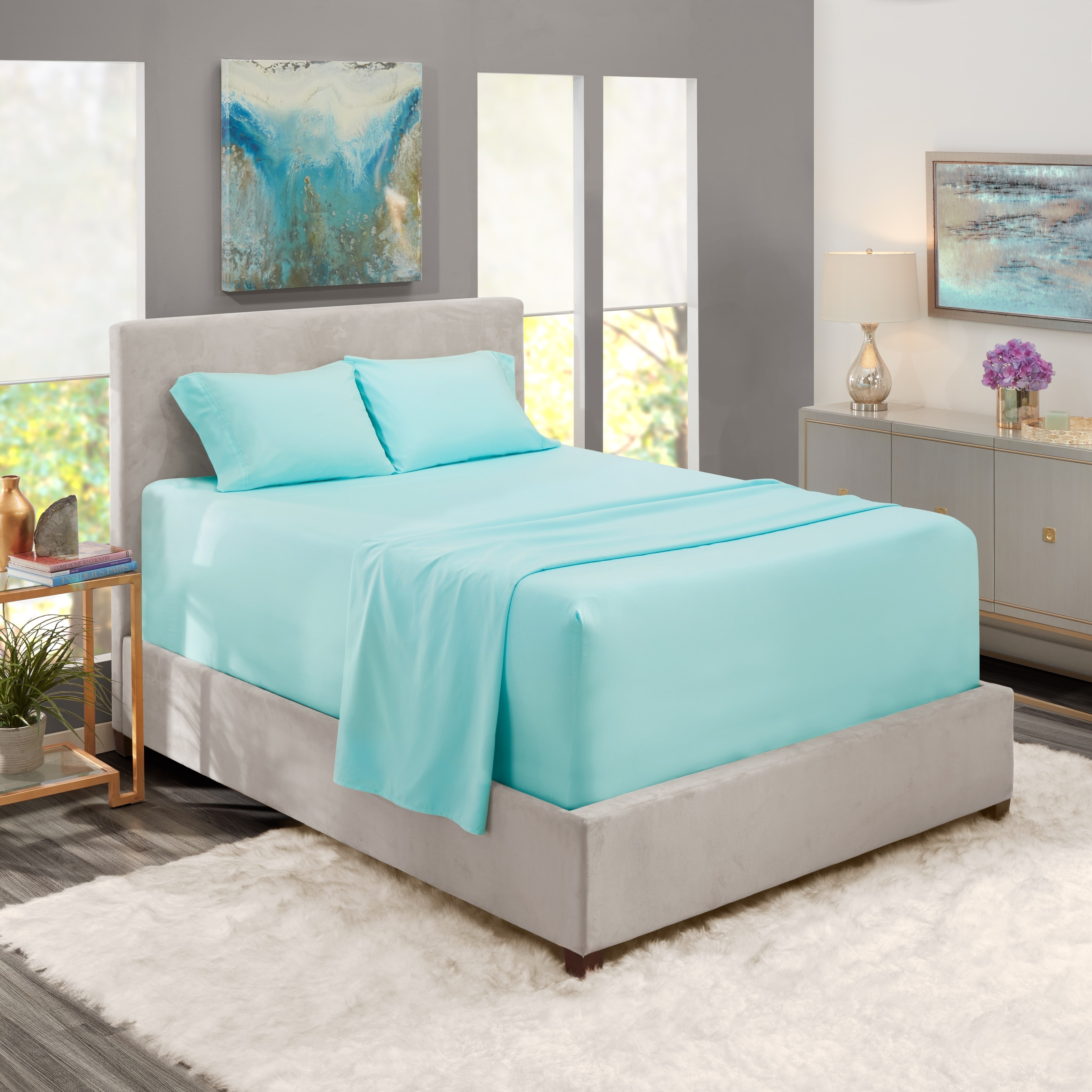 Nestl Extra Deep Pocket Sheet Set Light Baby Blue Queen - Walmart.com