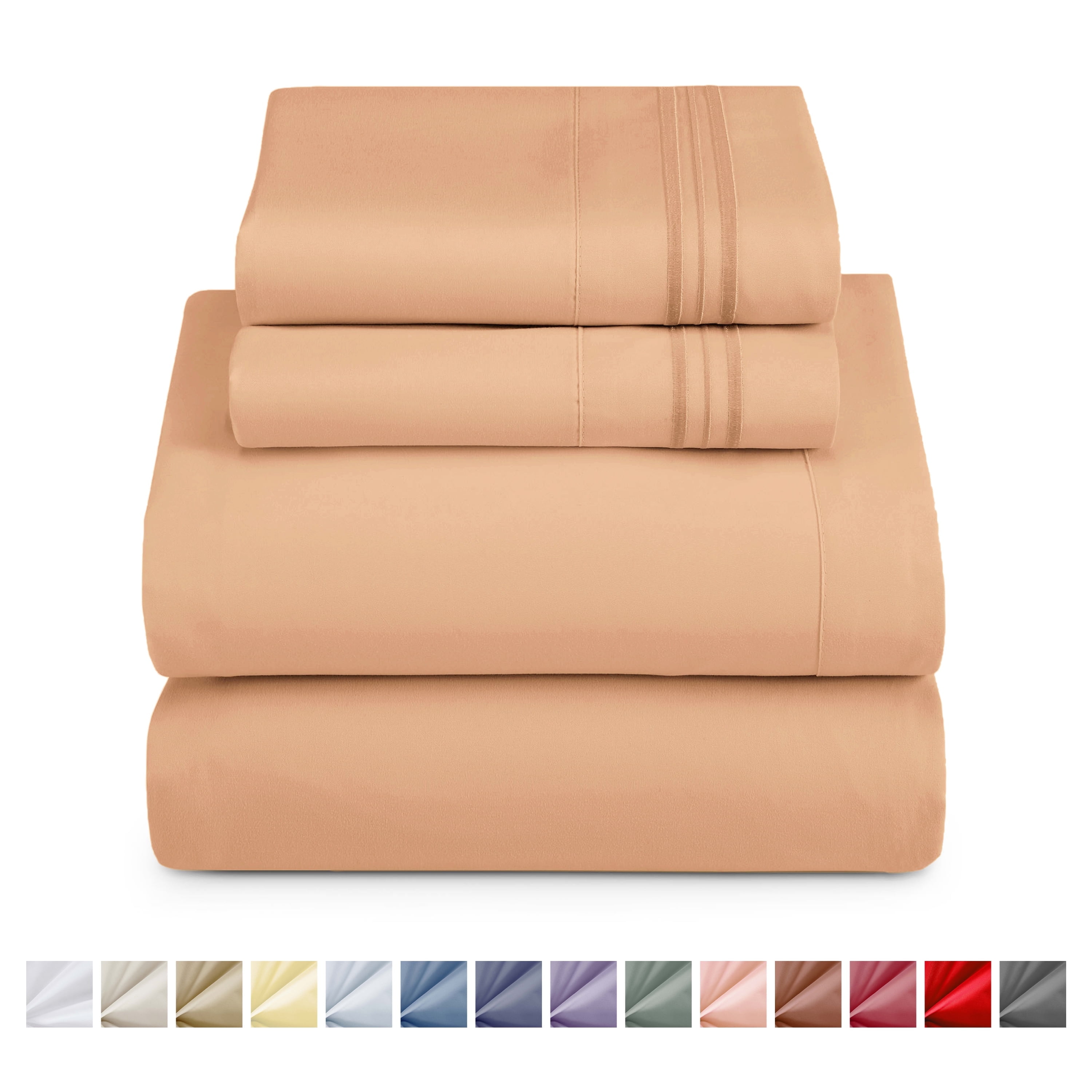 Nestl Full Size Sheet Sets, 1800 Series Deep Pocket 4 Piece, Luxury ...