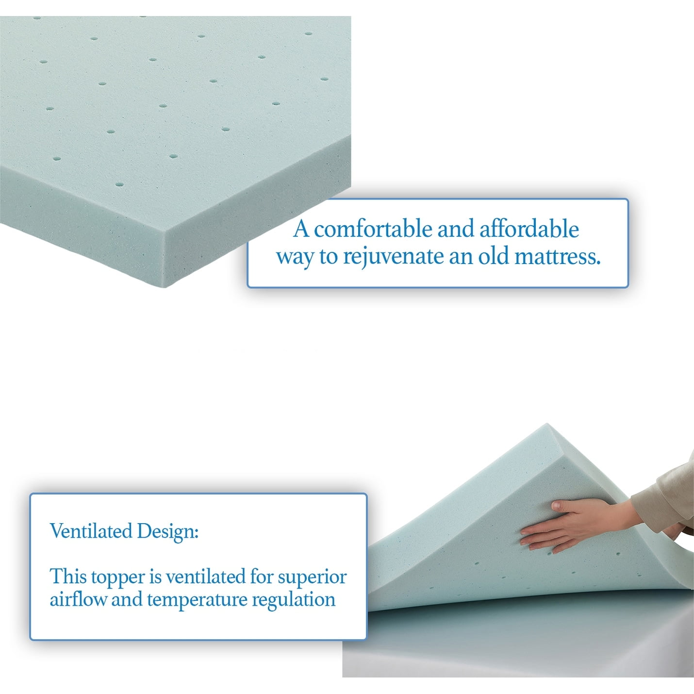 Nestl Gel Infused Mattress Topper - Ventilated Design Memory Foam ...