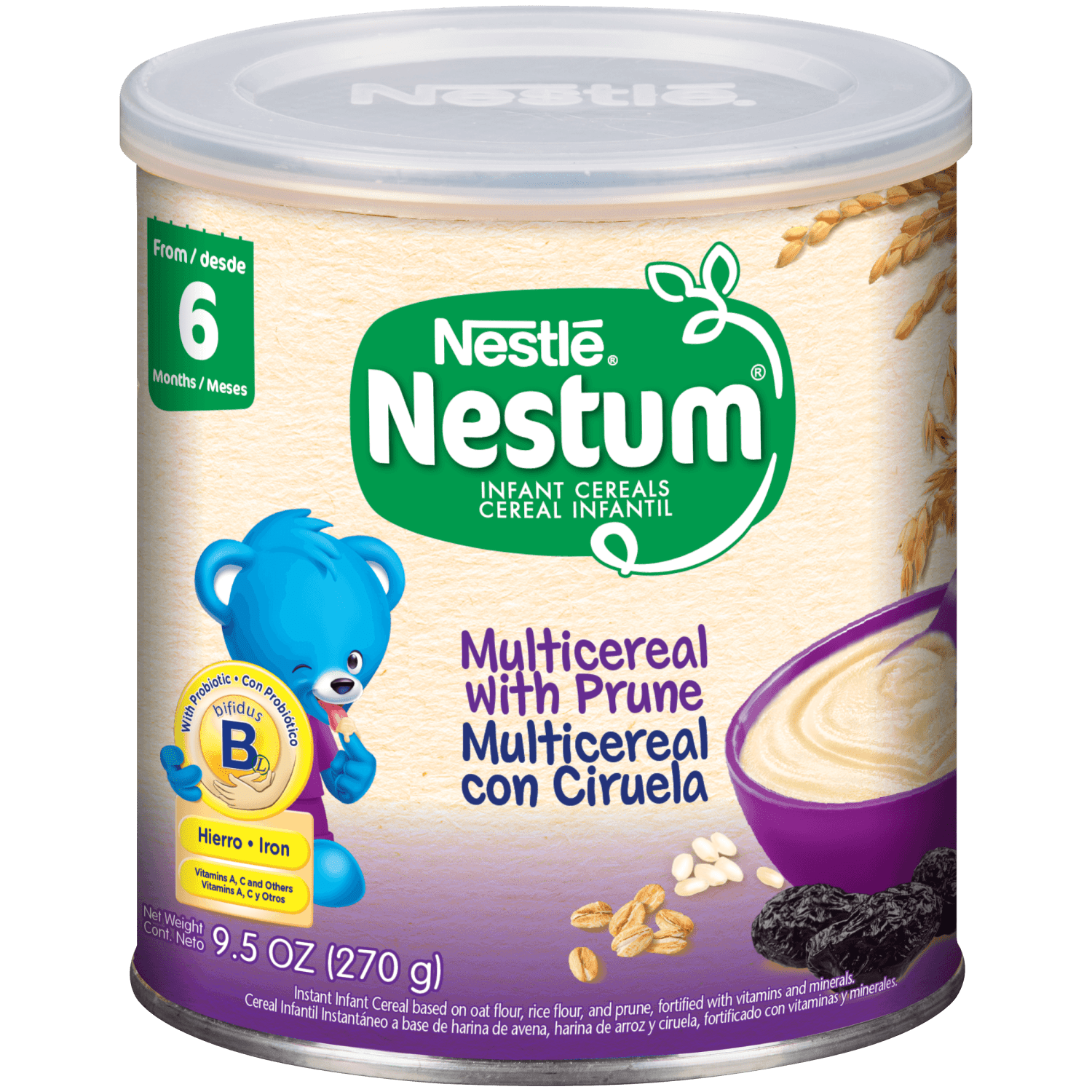 Nestlé Nestum Stage 2 Baby Cereal, Multicereal with Prune, 9.5 Ounce ...