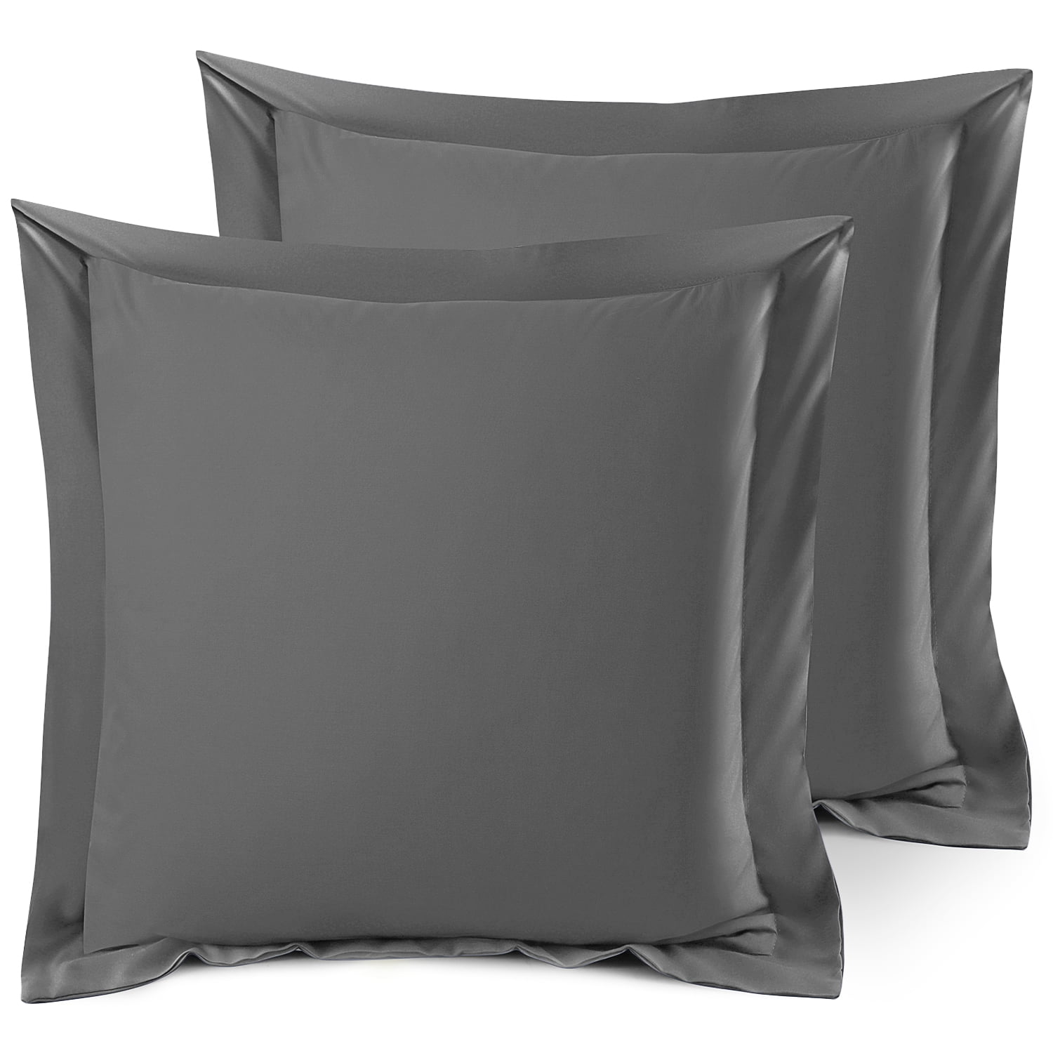 Aiking Home Solid Faux Silk Euro Shams Set of Two 26 x 26 inch, Slate ...