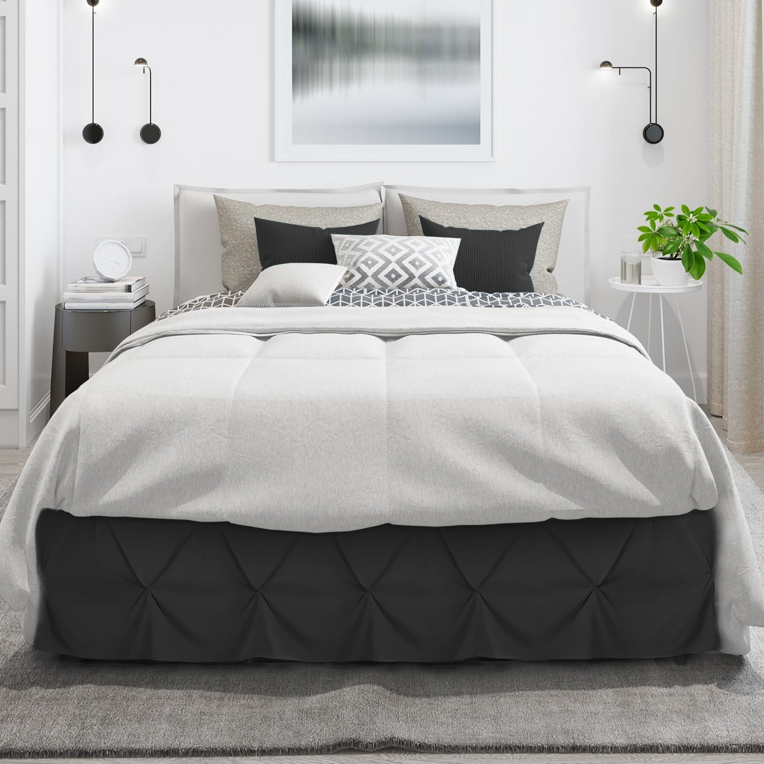 Nestl Pinch Pleat Bed Skirt - Soft Premium Microfiber Ruffle Bed Skirt ...