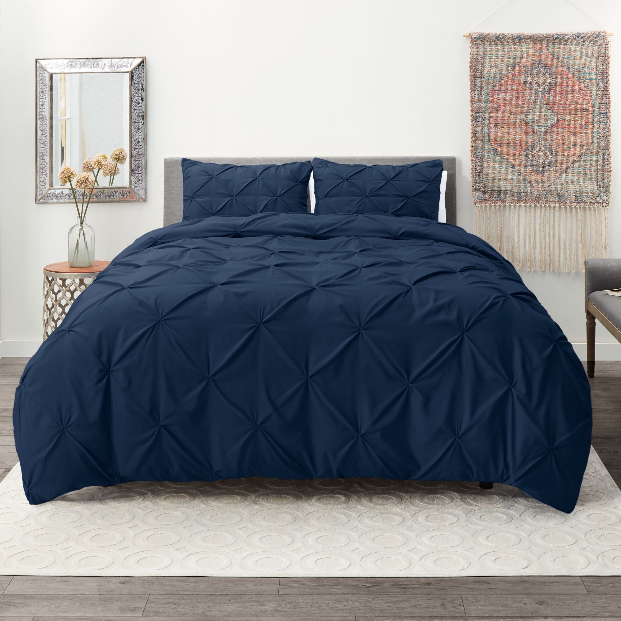 Nestl Super Soft Pinch Pleated 3-Piece Bedding Set, Down Alternative ...