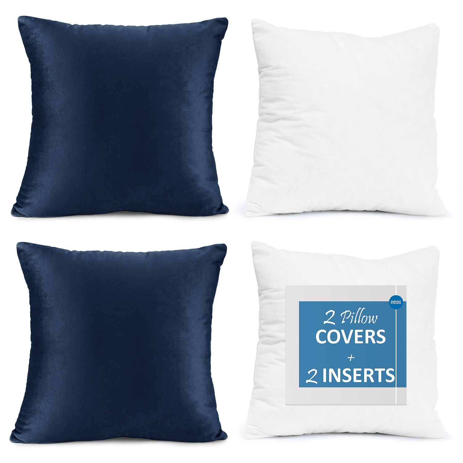 Better Homes & Gardens, Blue Throw Pillows, Square, 20" x 20", Blue, 2 ...