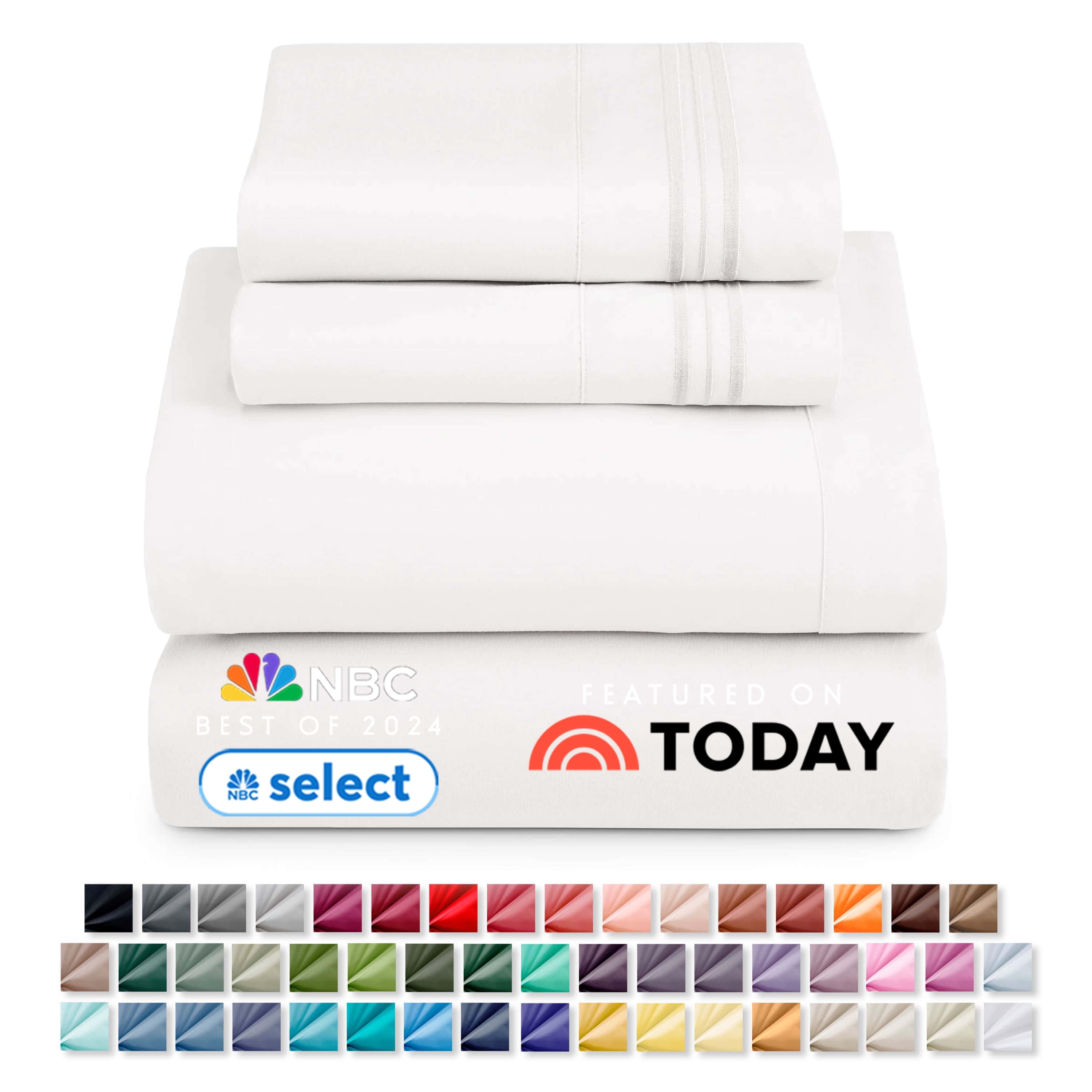 Nestl Queen Sheets Set, 1800 Series 4 Piece Deep Pocket White Sheets ...
