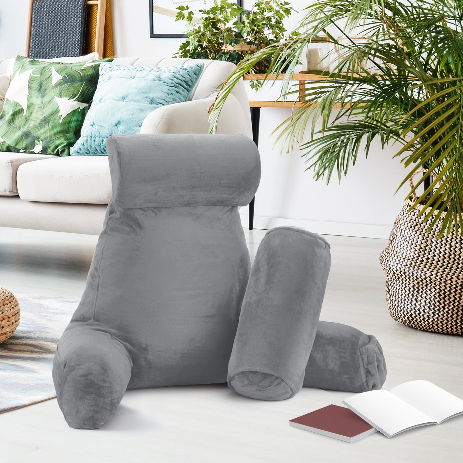 Nestl Reading Pillow, Backrest Pillows with Arms, Plush Back Pillow ...