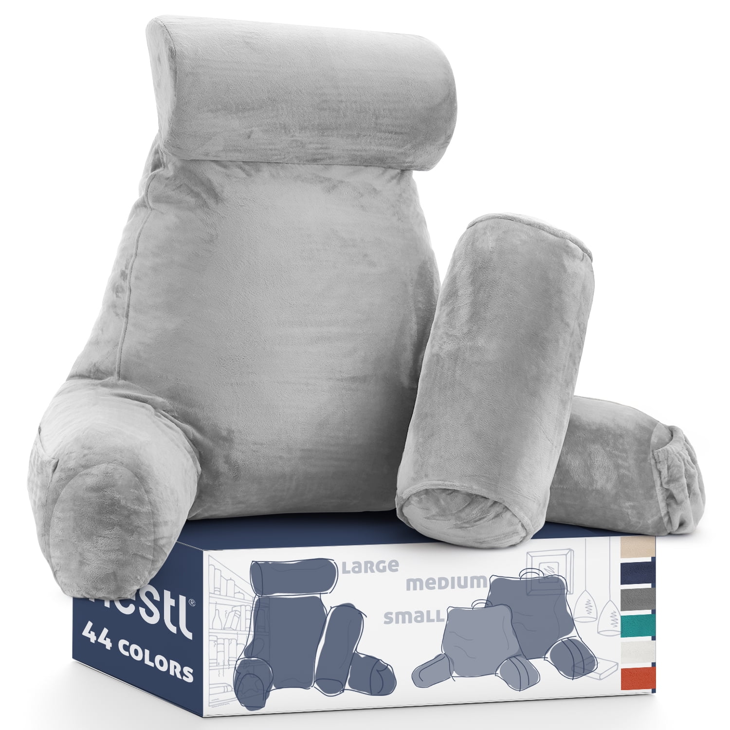 Nestl Reading Pillow, Extra Large Comfortable Bed Rest Pillow with Arms ...
