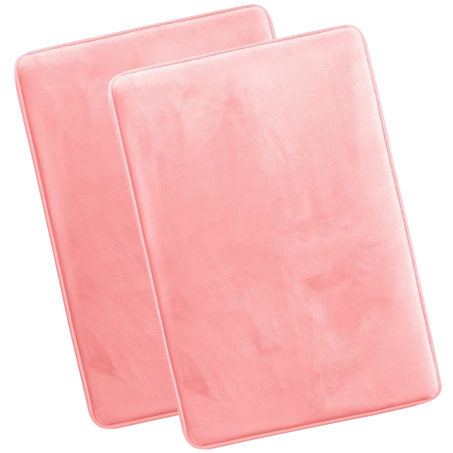 Nestl Set of 2 Absorbent Memory Foam Bath Mat Bathroom Rugs, Pink ...