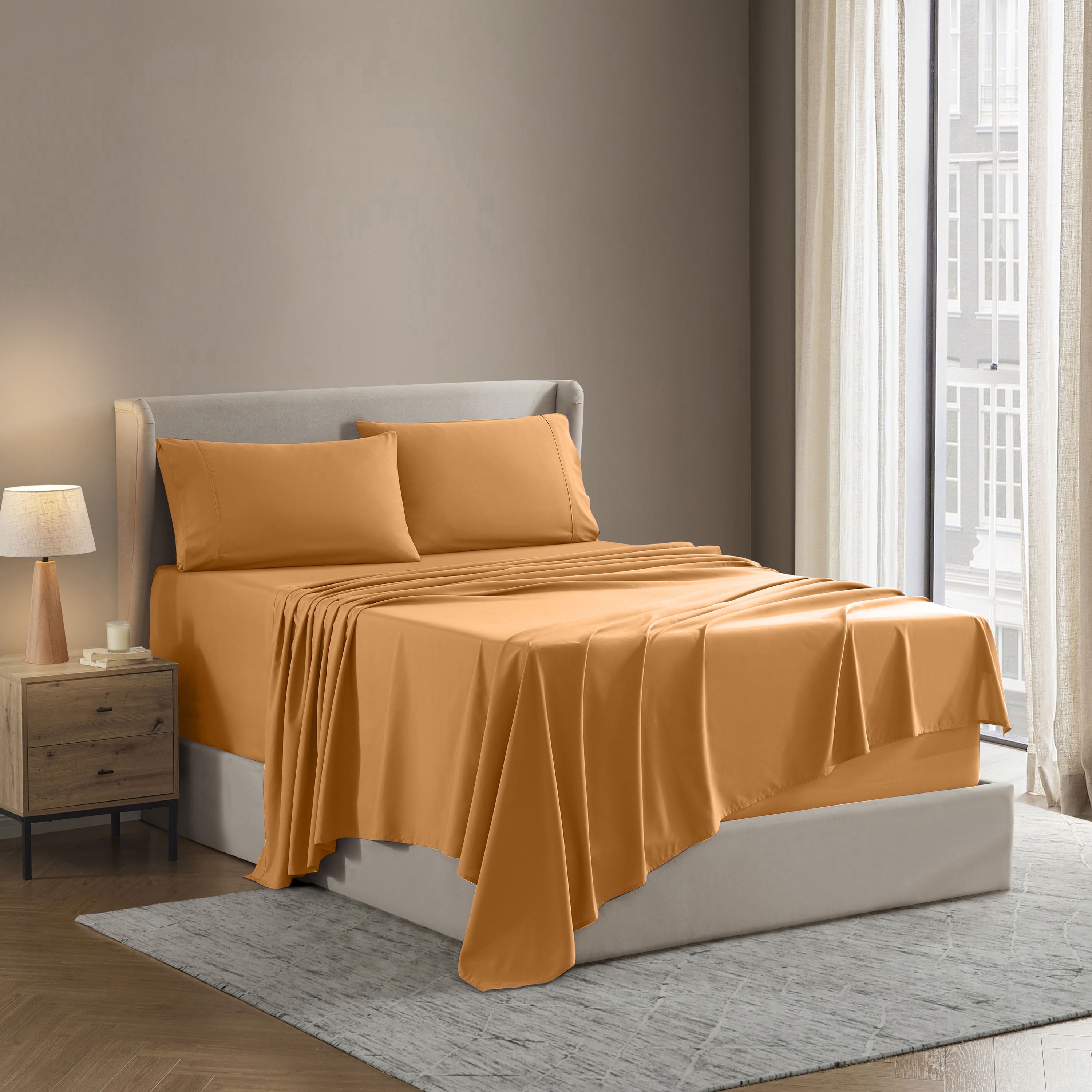 Nestl Super Soft Bed Sheets Set, 1800 Series 4 Piece Microfiber, Deep Pocket - Twin, Apricot ...