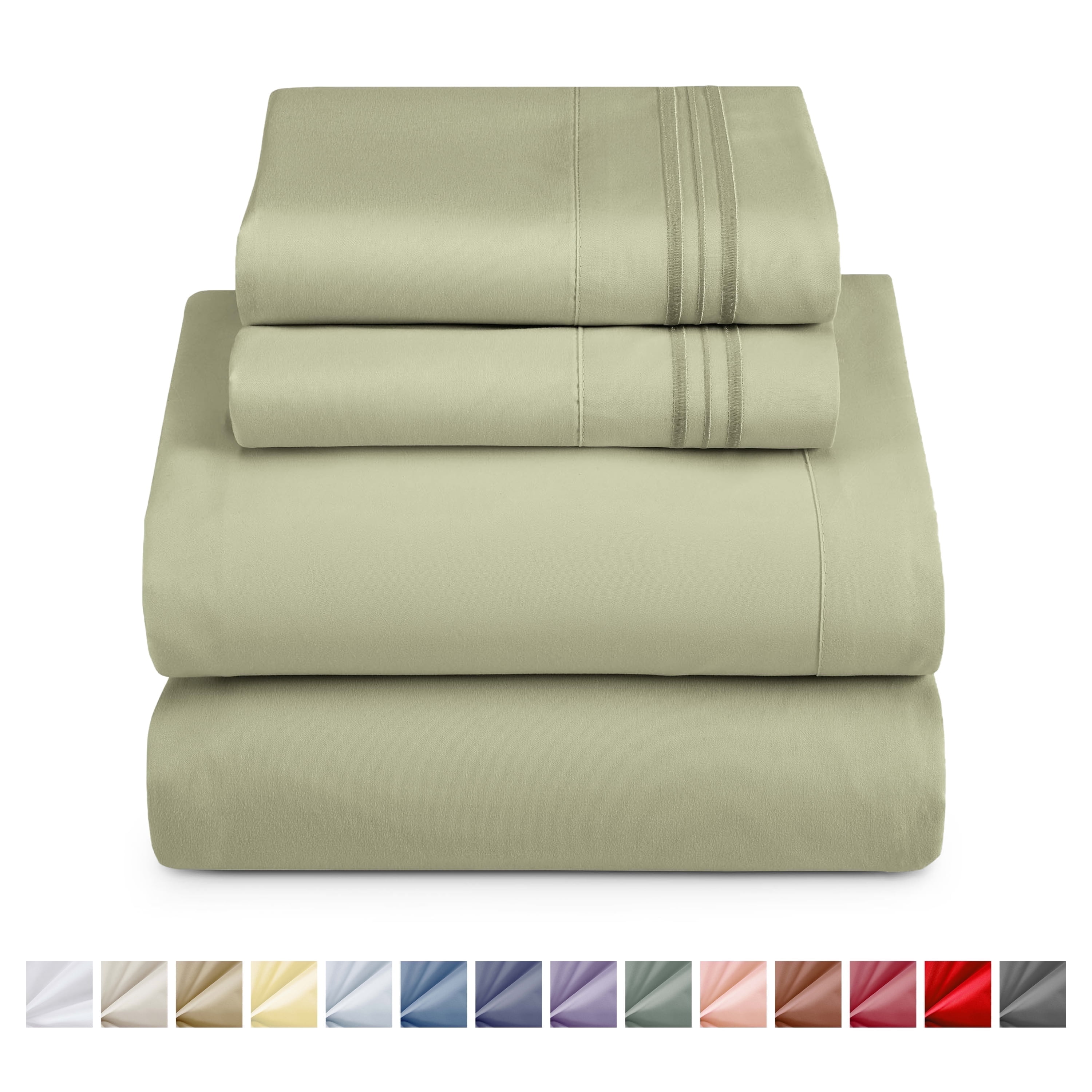 Nestl Twin XL Sheets Set Luxury Microfiber Deep Pocket 16 Inch Fit Sage ...