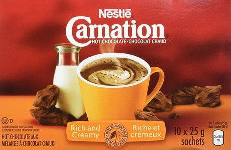 Carnation Hot Chocolate, Rich and Creamy, (10ct x 25g) - Walmart.com