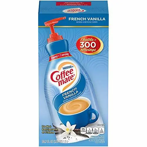 Nestle Coffee Mate Creamer French Vanilla Liquid Pump Bottle 50.7 oz (2 ...