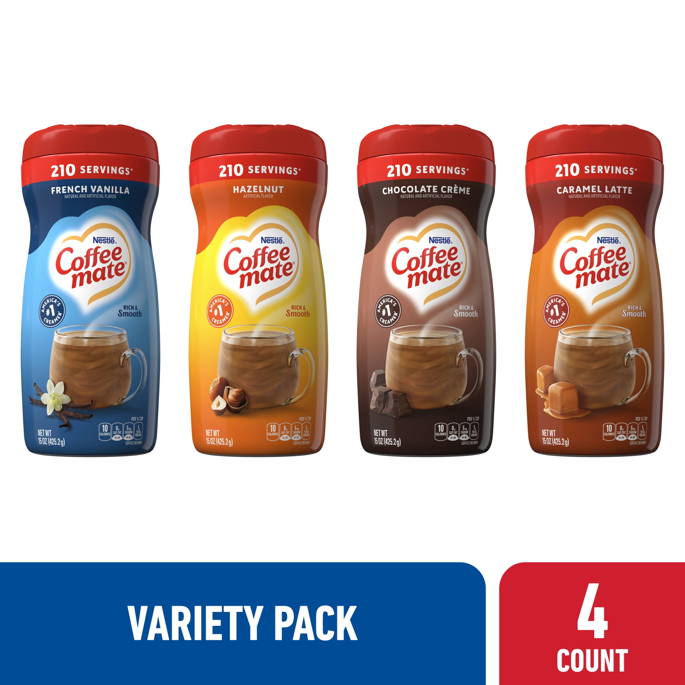 Nestle Coffee Mate, Variety Pack, Powdered Coffee Creamers, 15 oz Each ...