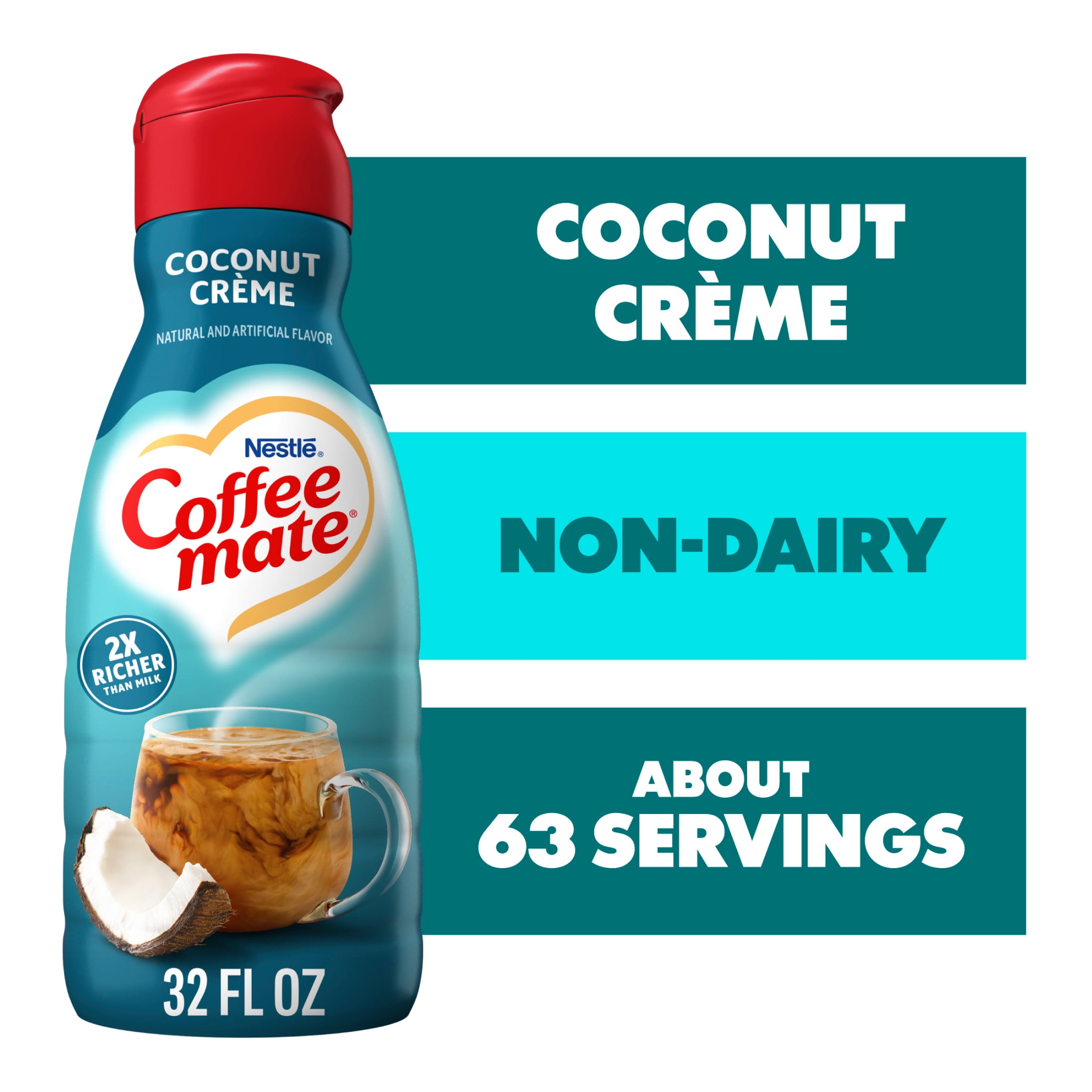 Coffee Mate Coconut Crème Flavored Coffee Creamer, Non-Dairy, Gluten ...