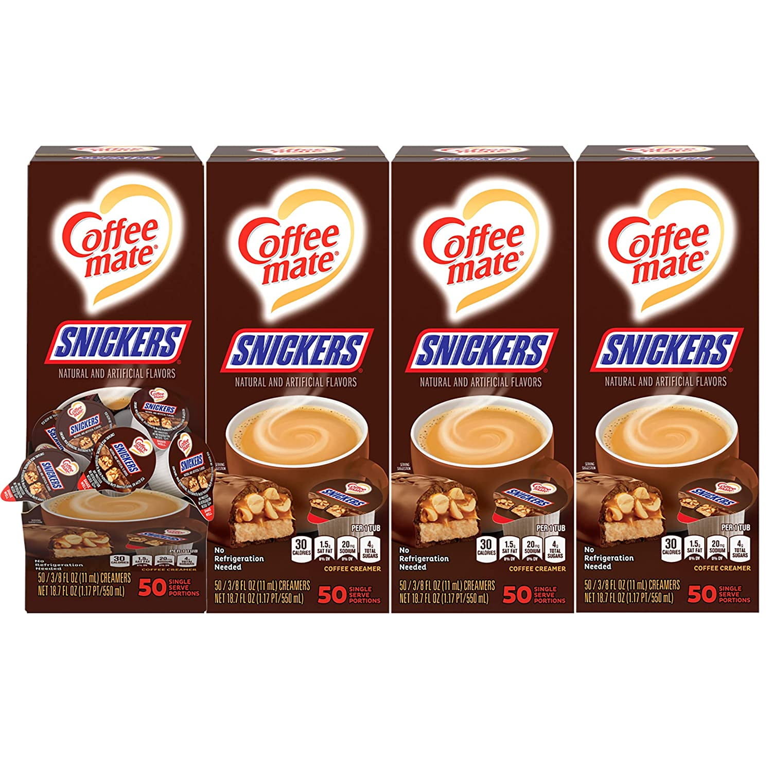 Nestle Coffee mate, Snickers Creamer Singles, Non-Dairy, 50 Packets ...