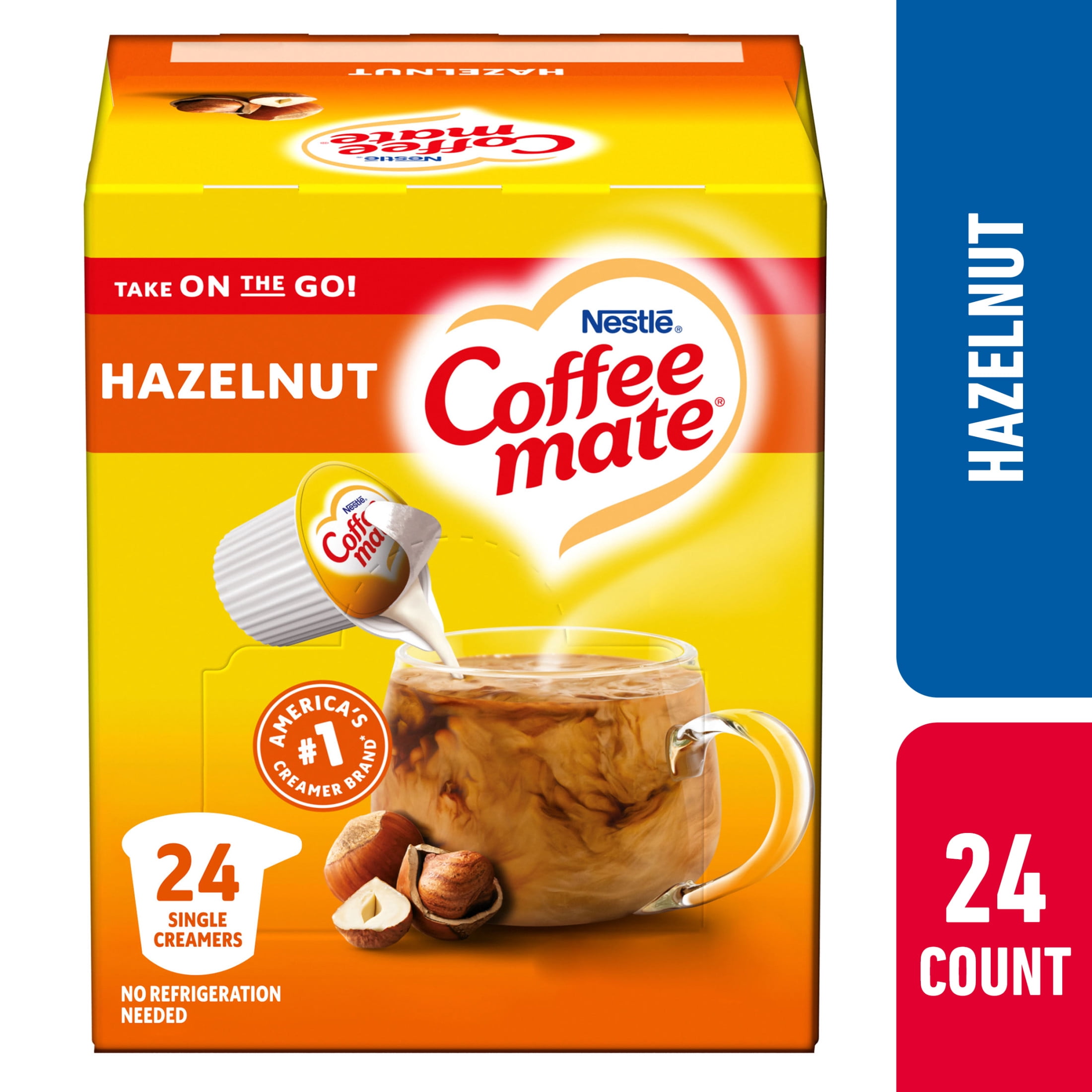 Nestle Coffee mate Hazelnut Flavored Liquid Coffee Creamer Singles, 24 ...
