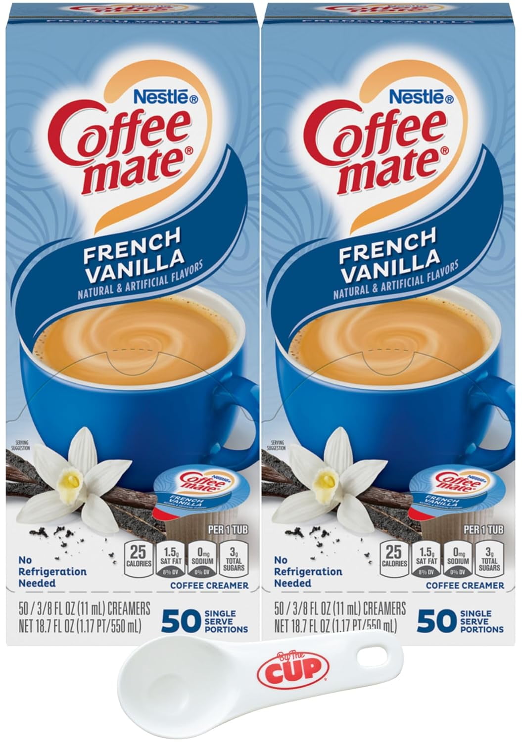 Nestle Coffee mate Liquid Coffee Creamer Singles, French Vanilla, 50 Ct Box (Pack of 2) with ...