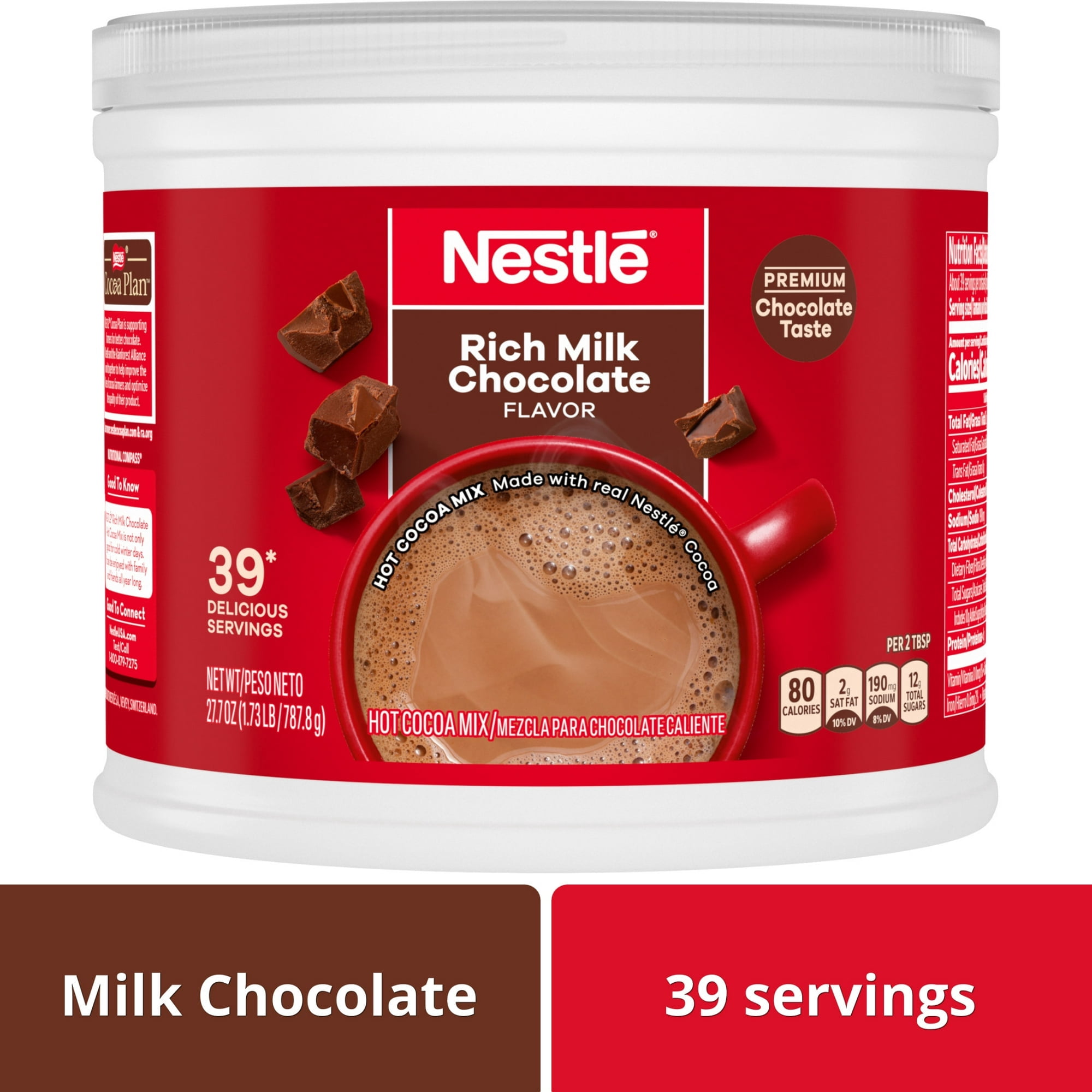 Nestle Hot Cocoa Rich Milk Chocolate Flavored Mix Powder, 27.7 oz, Can ...