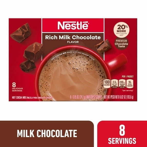 Nestle Insant Hot Cocoa Rich Milk Chocolate Flavored Mix Powder, 6.829 ...
