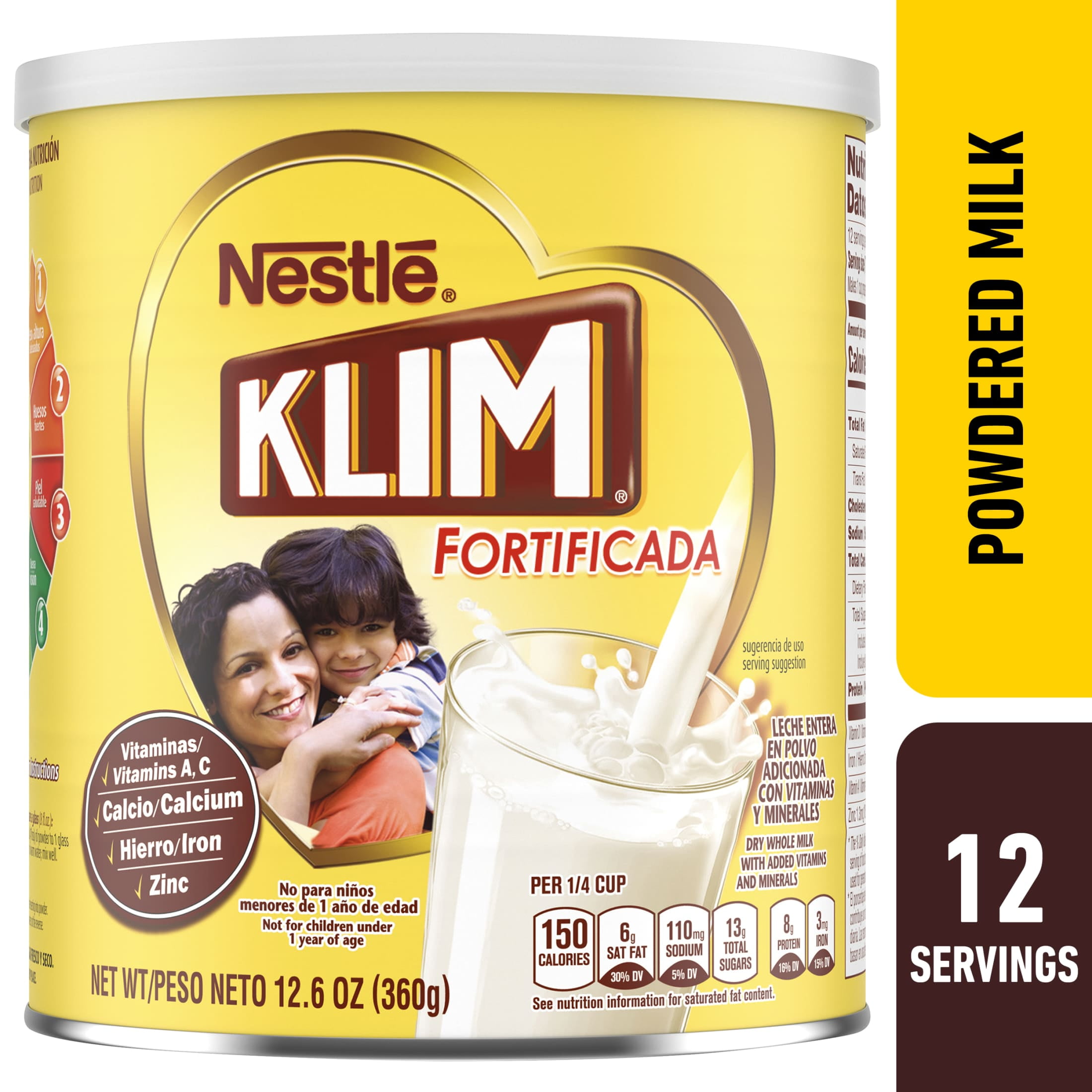 Nestle Klim Fortificada Dry Whole Milk Powder, 12.7 oz, 1 Can - Walmart ...