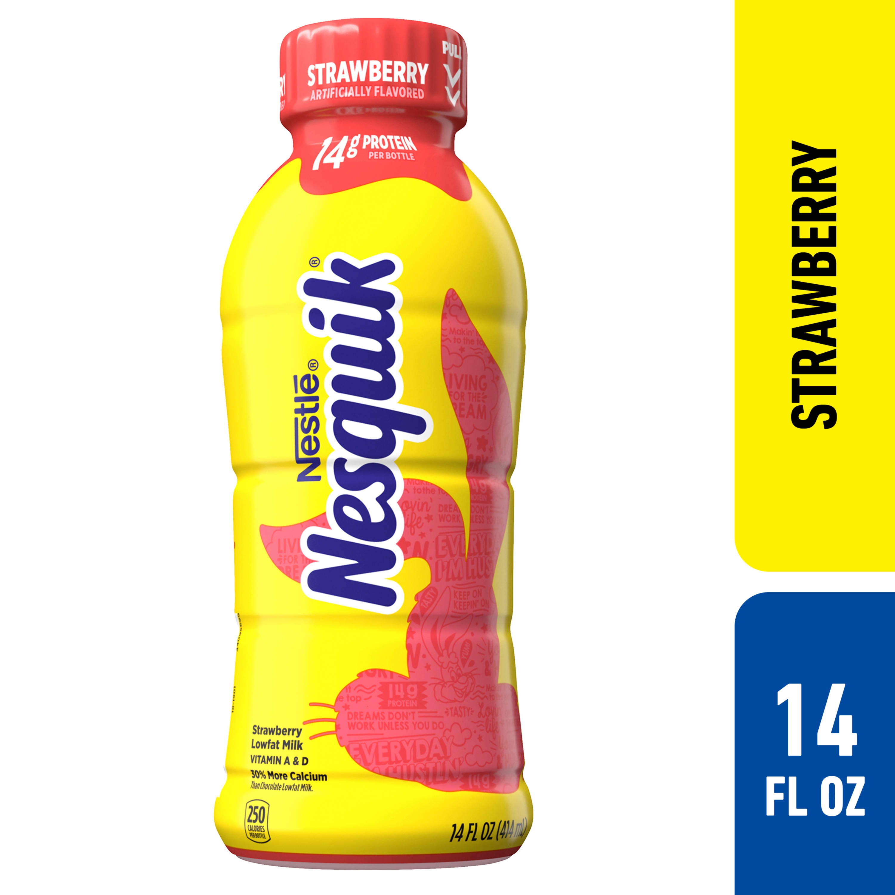 Nestle Nesquik Strawberry Low-Fat Milk, Ready to Drink, 14 fl oz Bottle ...