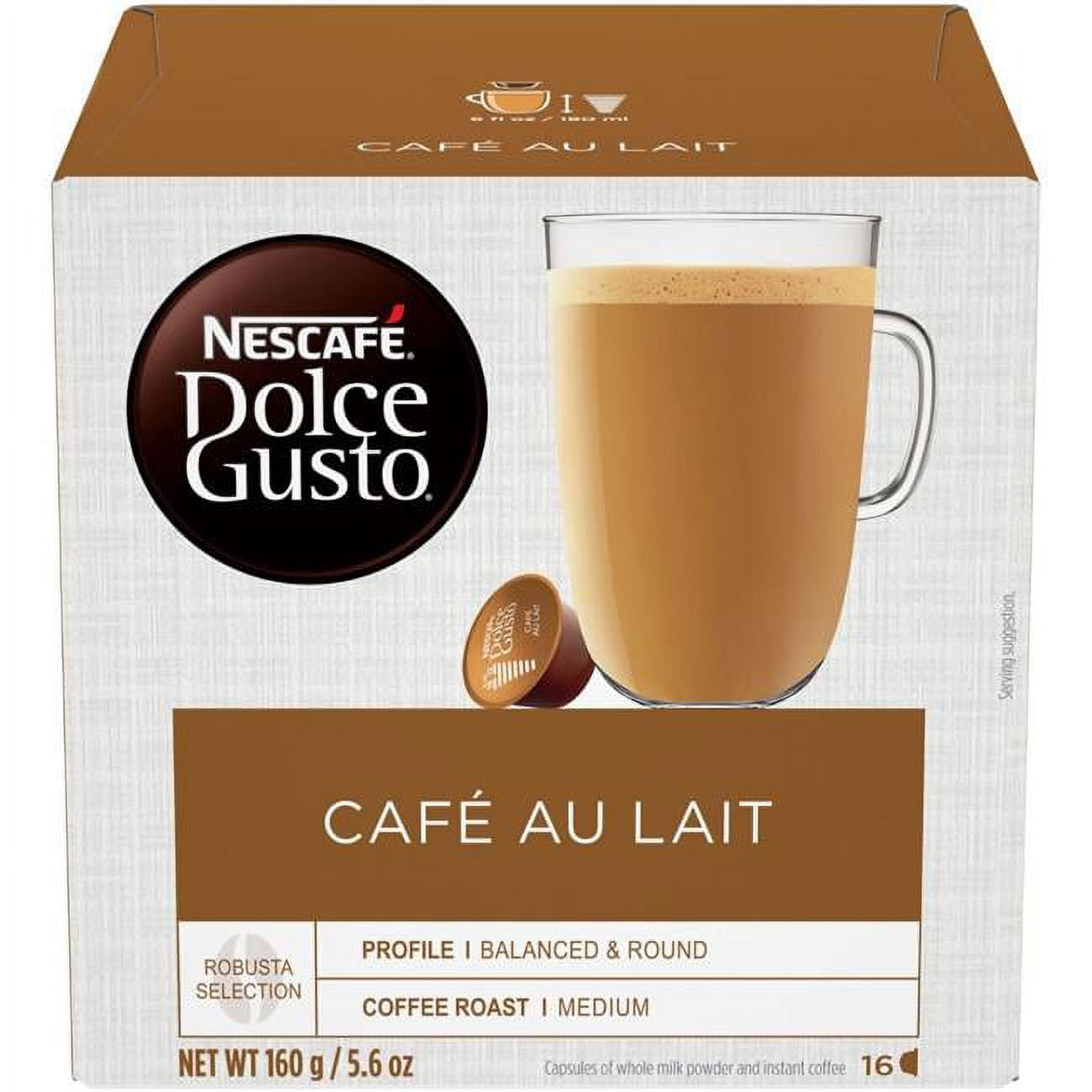 Nestle S.A Cafe Au Lait Capsules Compatible Coffee with Nescafe Dolce ...