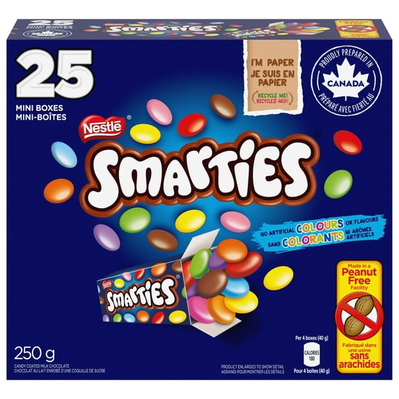 Nestle Smarties Chocolates, 25 Snack Size Packets, 250g/8.75 oz. Box ...