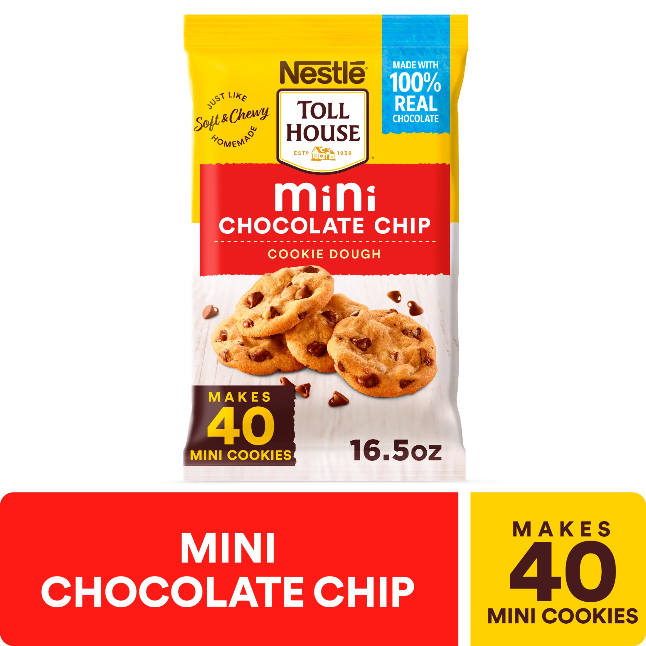 Nestle Toll House Mini Chocolate Chip Ready to Bake Cookie Dough, Makes ...