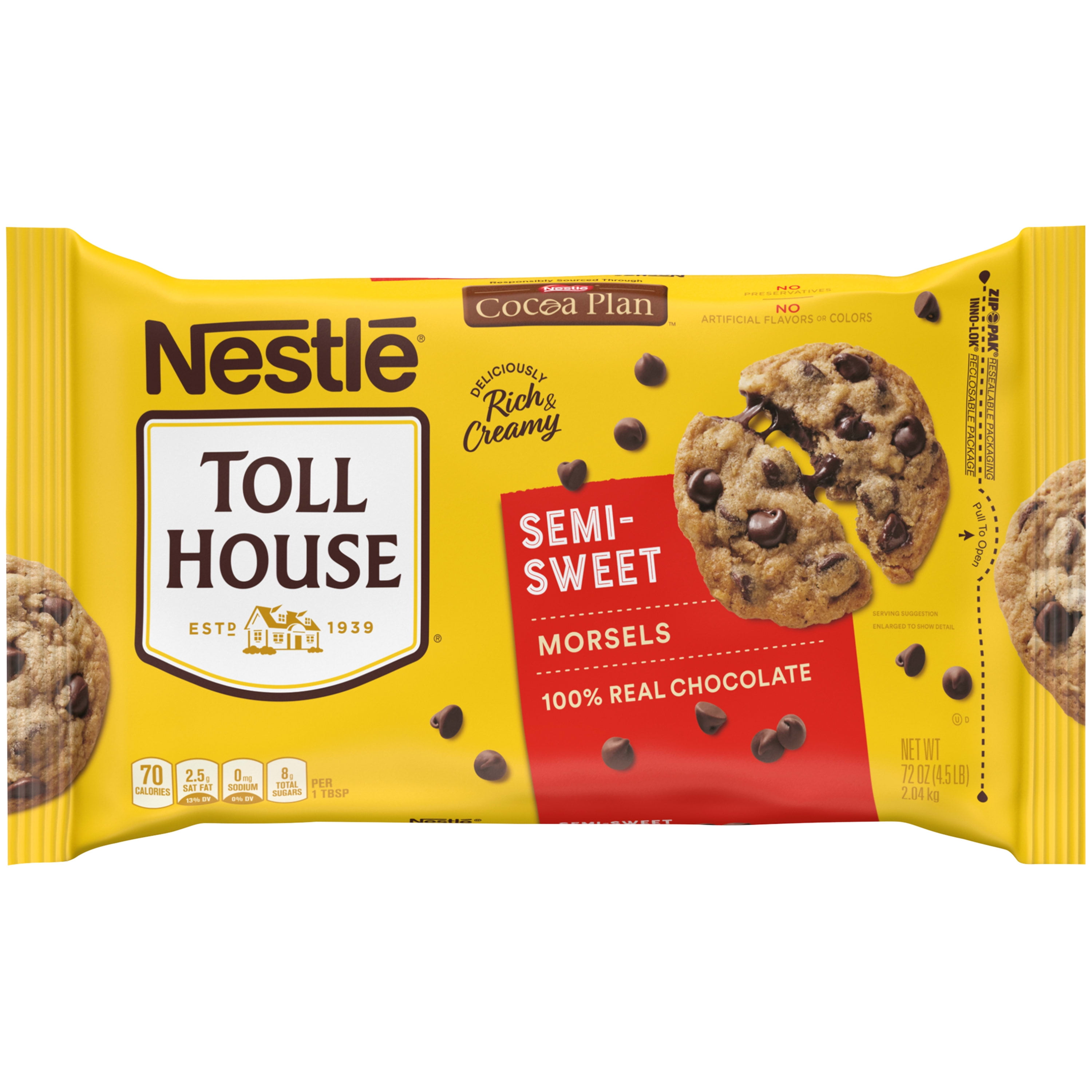 Nestle Toll House Semi-Sweet Chocolate Chips, 72 oz - Walmart.com