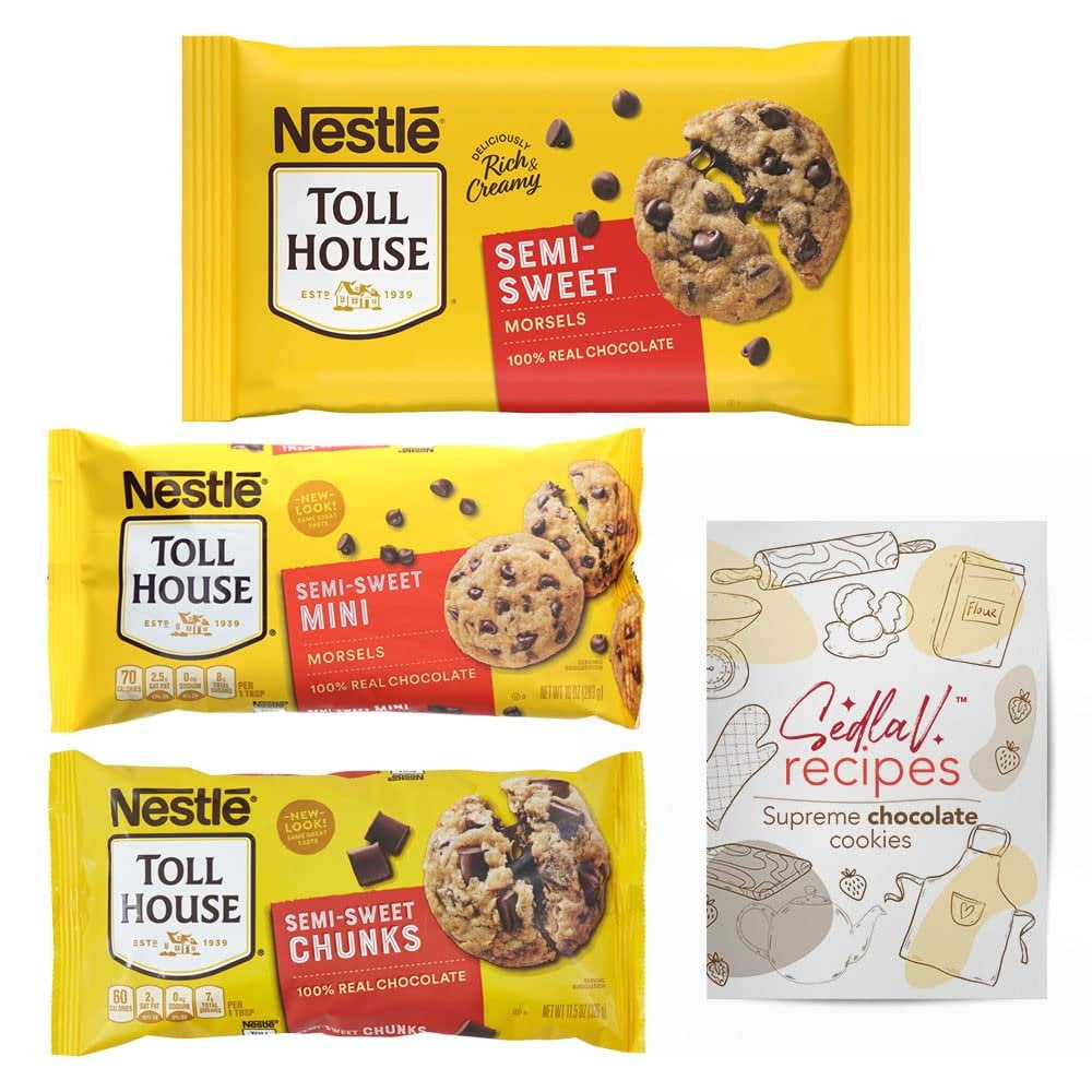 Nestle Toll House Semi-sweet Chocolate Chunks, Mini and Regular Morsels ...