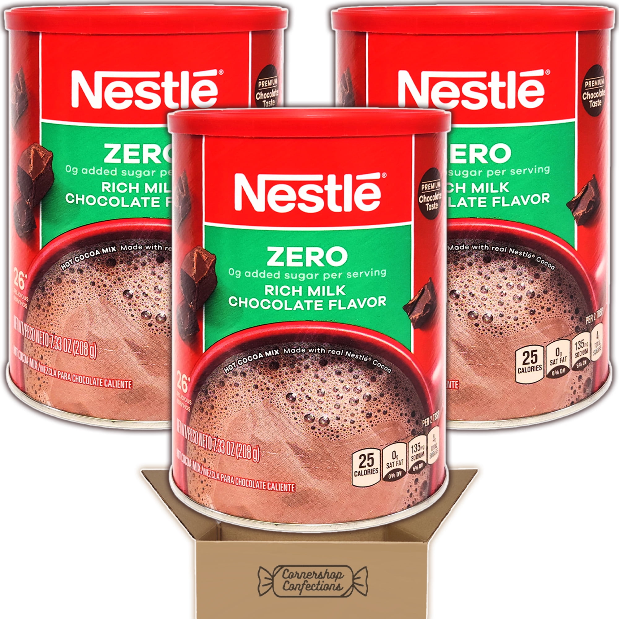 Nestle ZERO Milk Chocolate Cocoa Mix - 3 Canister Bulk Pack - ZERO ...