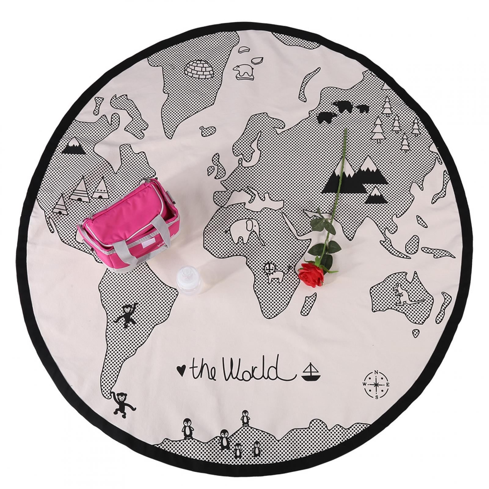 NestledNature World Map Mat,135cm Baby Round Carpet Playing Mat World ...