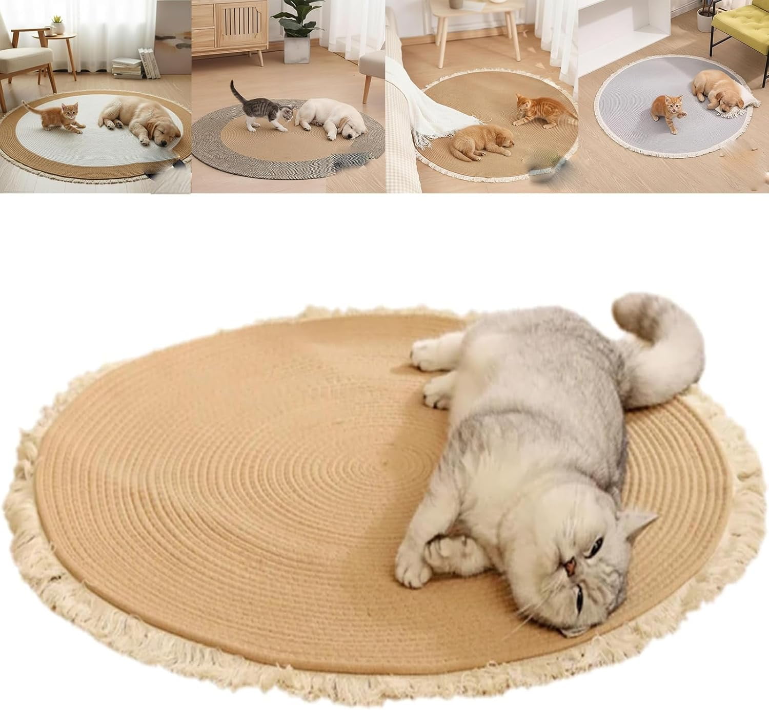 Nestoly Cotton Rope Area Rug for Cats,Cat Scratching Rug,Cat Scratcher ...