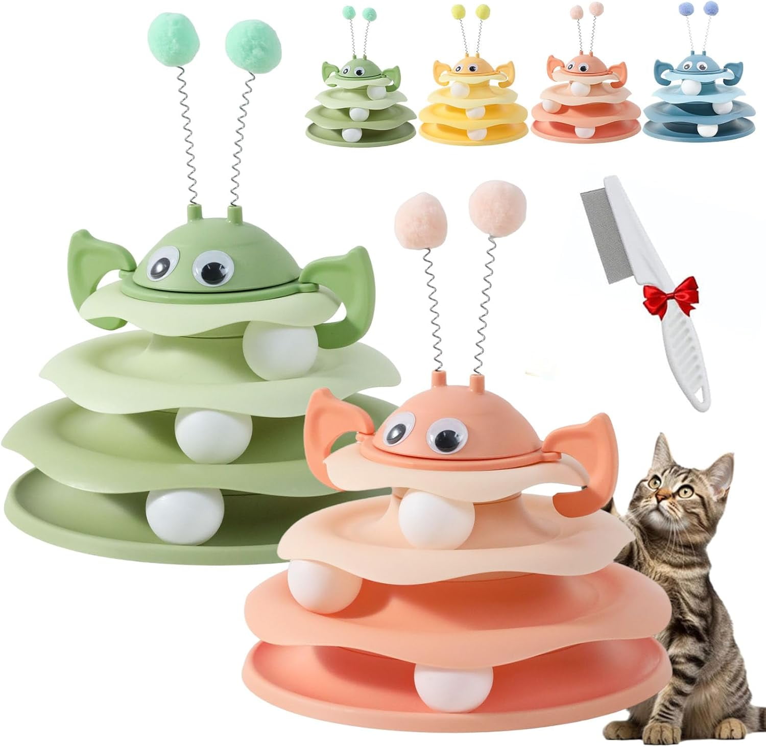 Nestoly Interactive 3-Layer Cat Toy Tower, Tower with Rotating Bee and ...