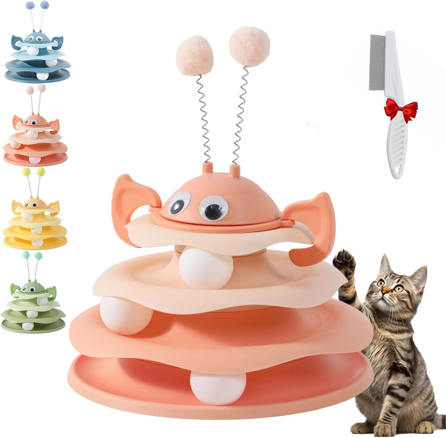 Nestoly Interactive 3-Layer Cat Toy Tower, Tower with Rotating Bee and ...