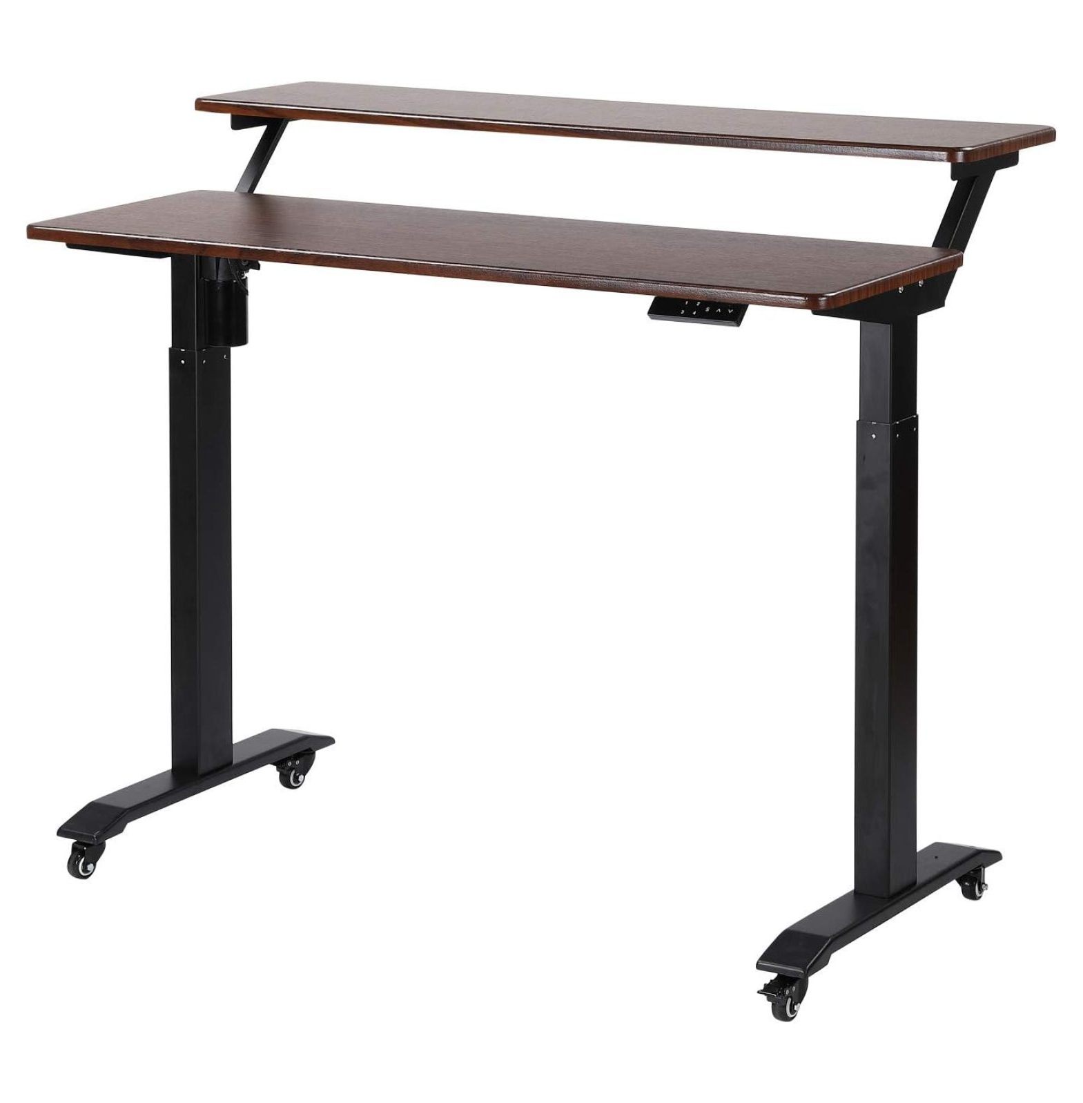 Nestora - 2 Tier Electric Height Adjustable Standing Desk with Wheels ...