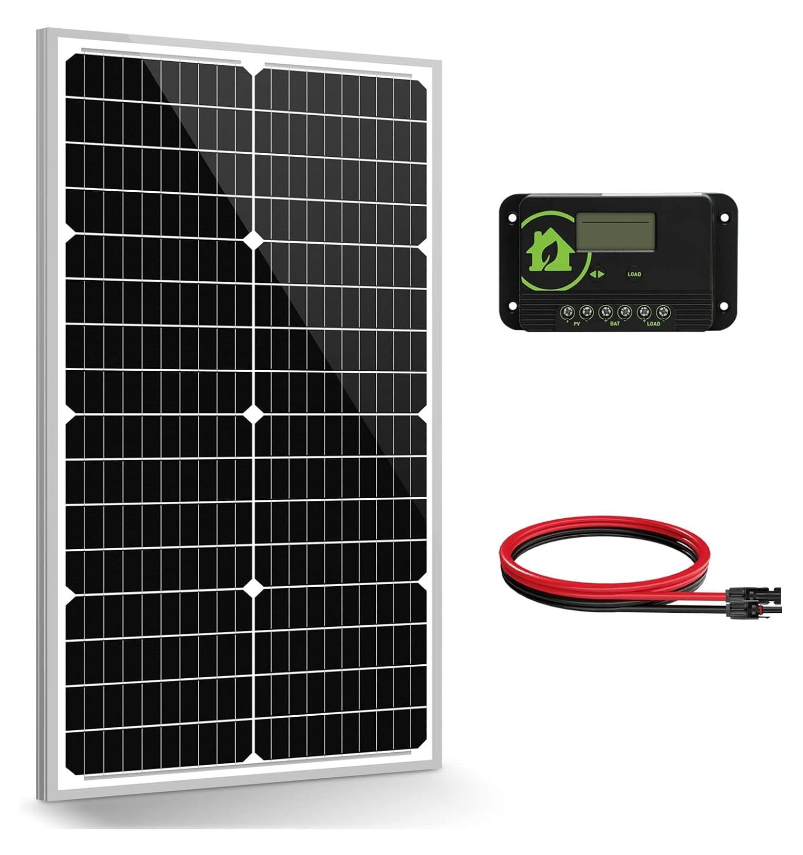 Nestora 50W Watts 12V Mono Solar Panel Off Grid Solar Kit 50 Watt 12 ...