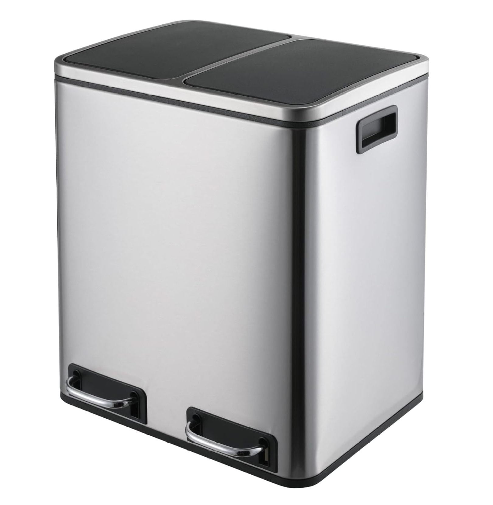 Nestora 8 Gallon Dual Trash Can, 30L Stainless Steel Kitchen Garbage ...