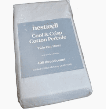 Nestwell Cool & Crisp Cotton Percale Twin Fitted Sheet (400 Thread ...