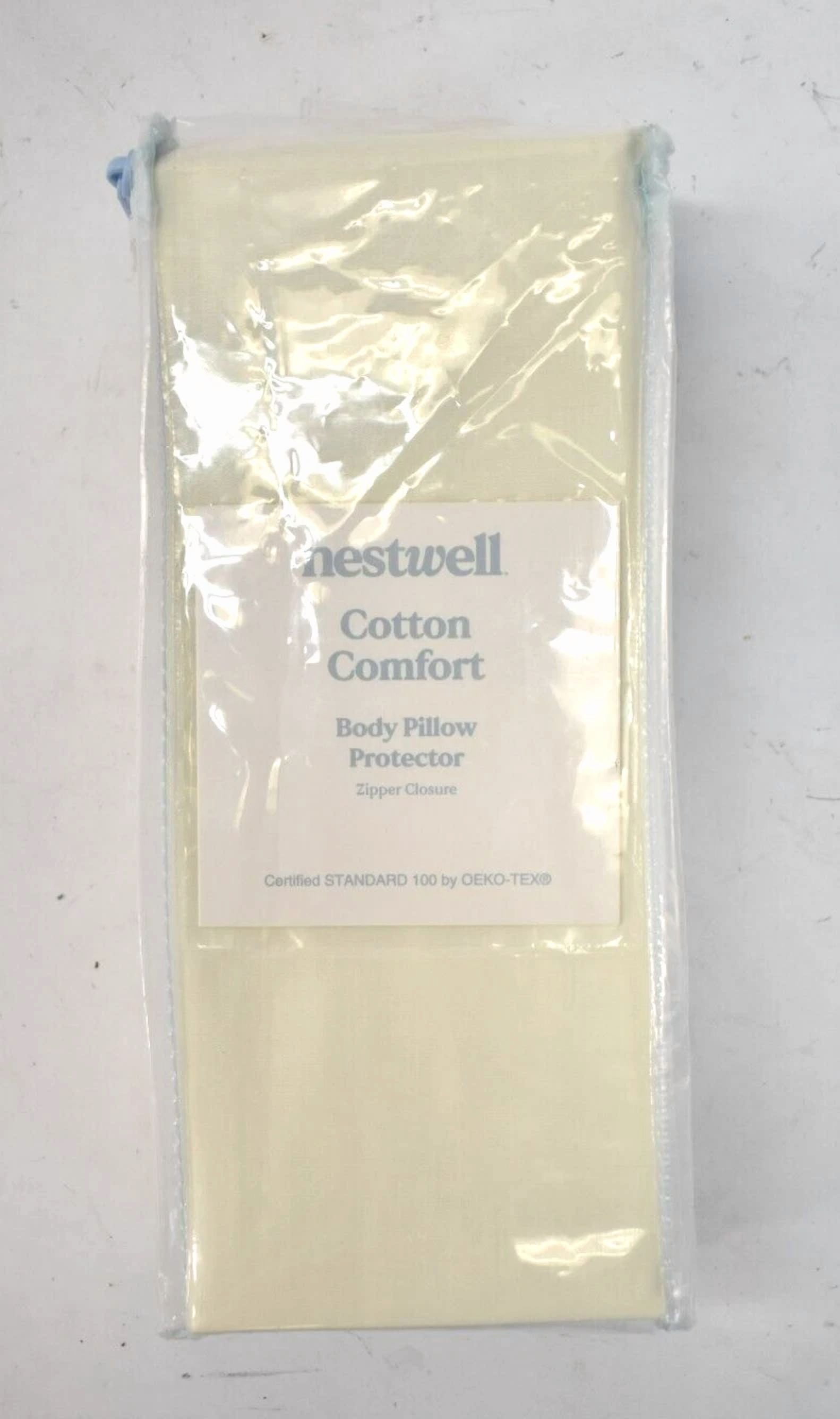 Nestwell Cotton Comfort Body Pillow Protector Zipper Closure Egret 20 ...