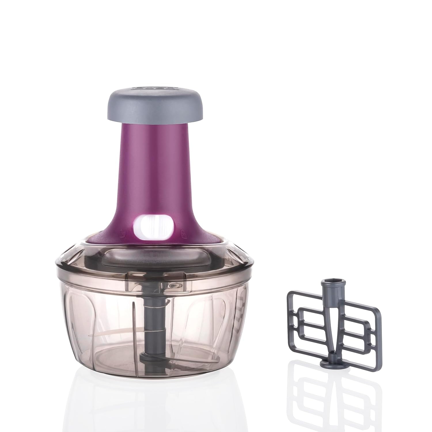 Nestwell Wonder Push Vegetable Chopper Round 2 in 1650ML Stainless Steel 3 Blade Large Manual ...