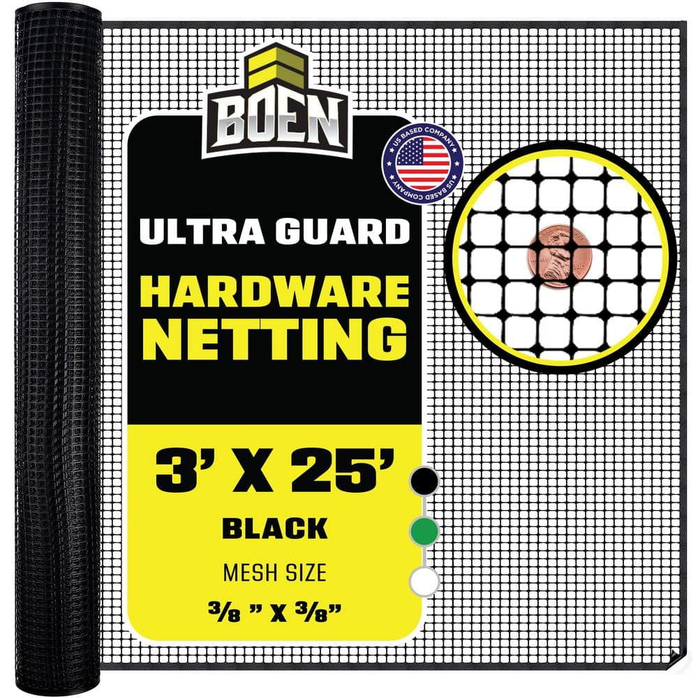 Net 3 ft. x 25 ft. Black Plastic Hardware Reinforced UV Treated ...