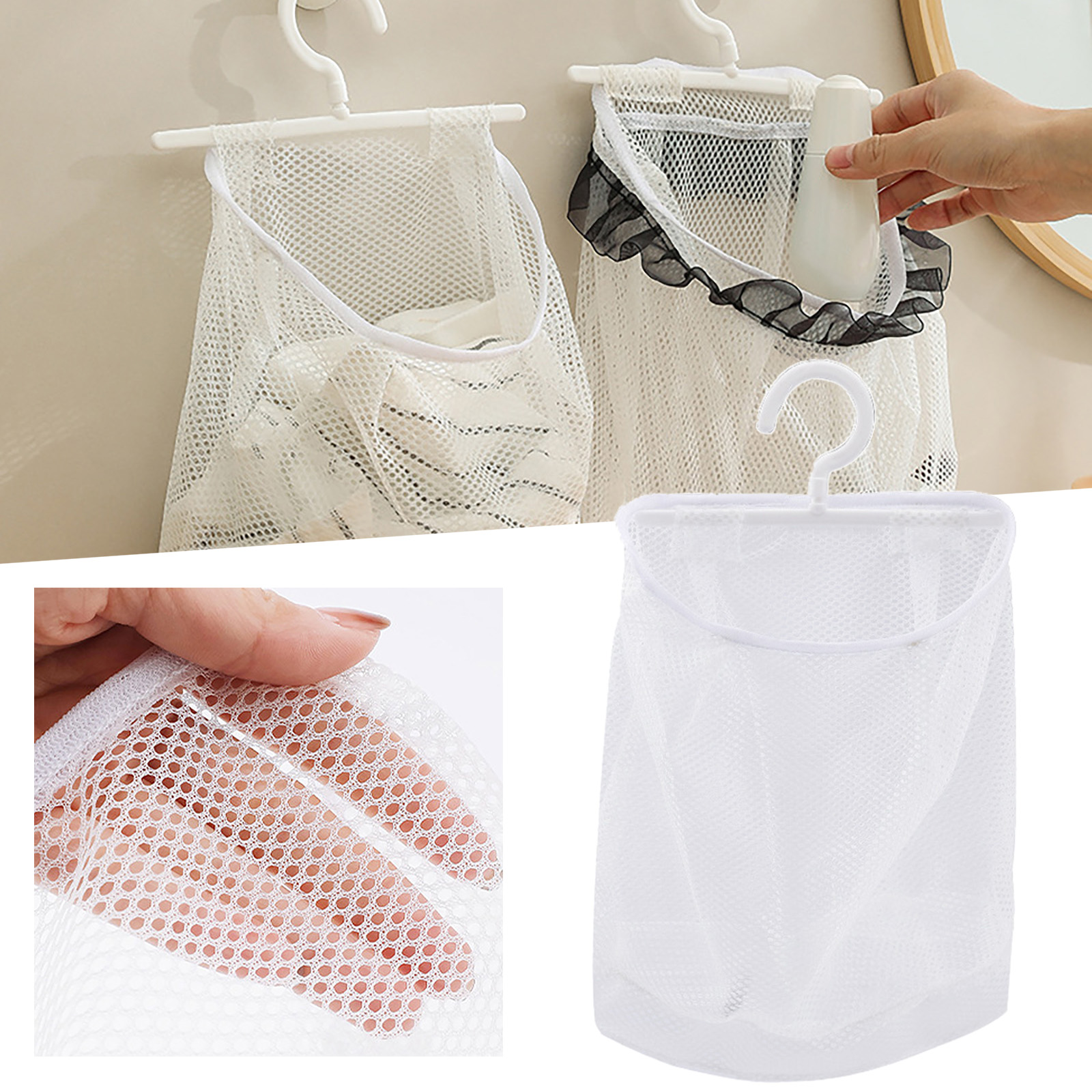 Net Bag Wall Hanging Clothes Net Bag Home Air Cushion Drying Mesh Rack ...