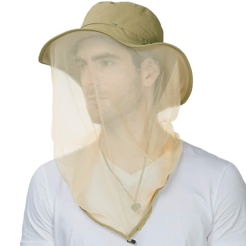 Net Fly Fishing Hat Summer Sun UV Exploring Men Nylon Bucket Hiking ...