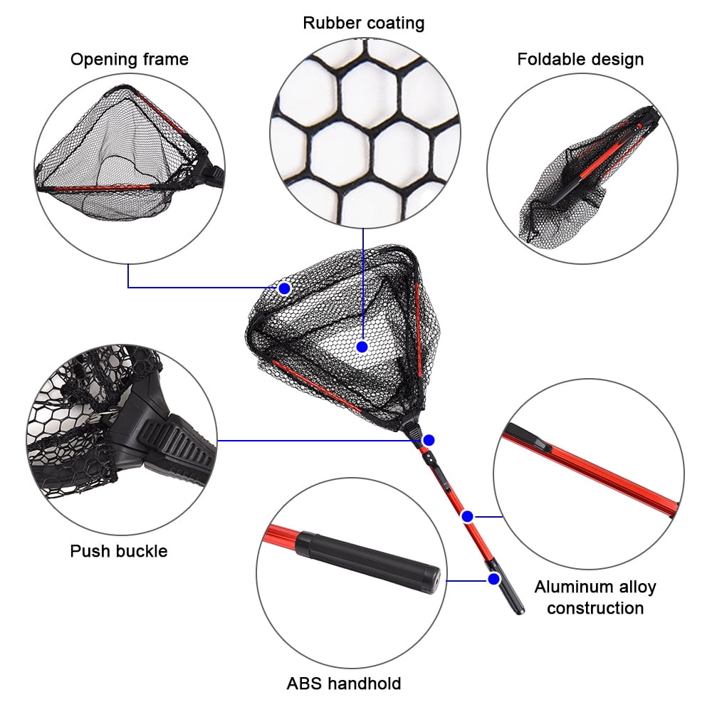Net Lixada Fly Fishing Triangle Brail Landing Net Portable Foldable ...