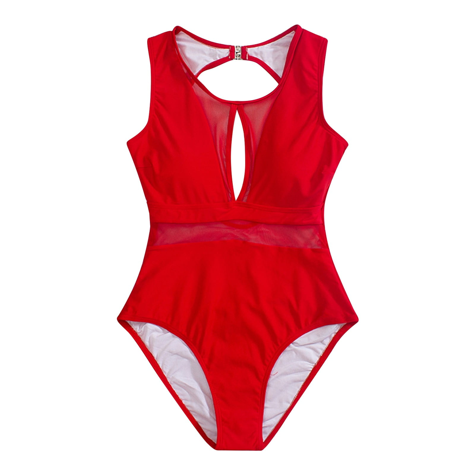 Net Sexy Solid Color Block Summer Leisure Slim Beach Swimsuit Red ...