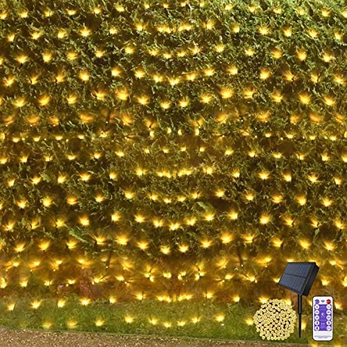 Net String Lights Solar Powered Outdoor Tree Light 15 x 5ft Mesh Light ...