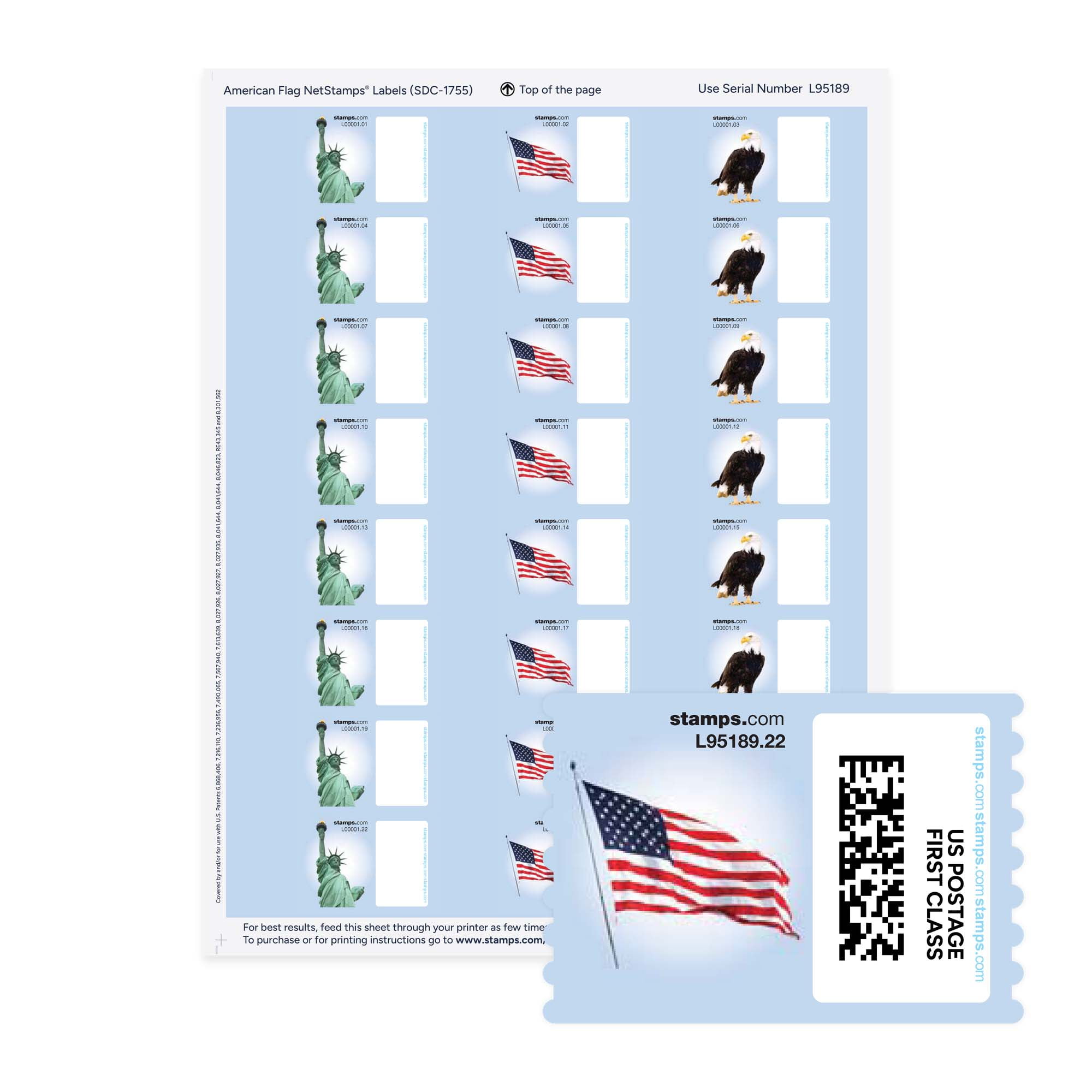 Patriotic NetStamps 120 ct - Blank Postage Labels - Stamps.com - NOT ...