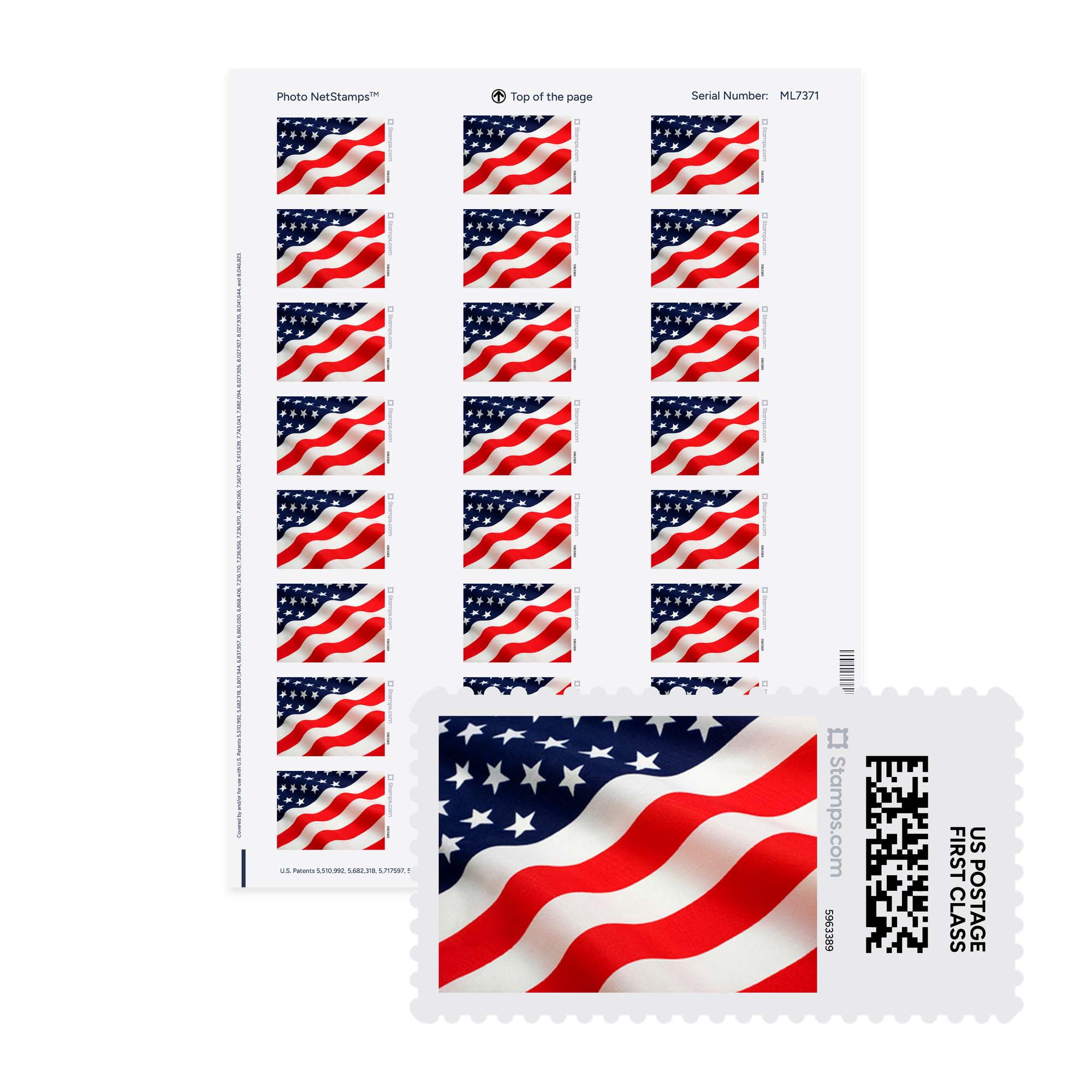 Stars & Stripe NetStamps 1200 ct - Blank Postage Labels - Stamps.com ...